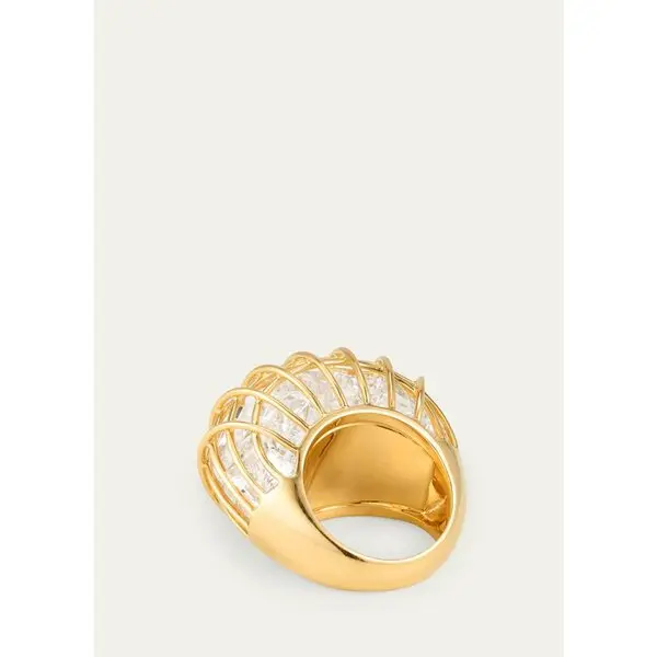 Verdura 18k Yellow Rock Crystal Caged Ring