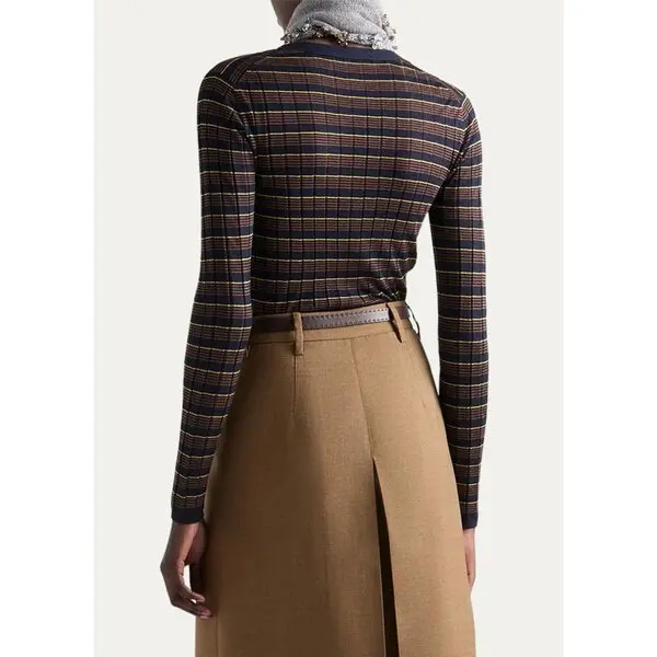 Prada Striped Silk-wool Cardigan - Blue
