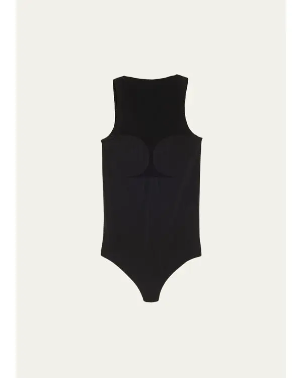 Wolford Corset-effect Sleeveless Bodysuit With Sheer Panels - Black