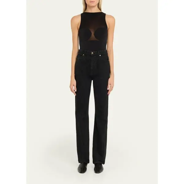 Wolford Corset-effect Sleeveless Bodysuit With Sheer Panels - Black