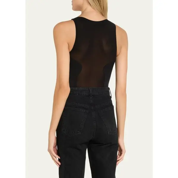 Wolford Corset-effect Sleeveless Bodysuit With Sheer Panels - Black