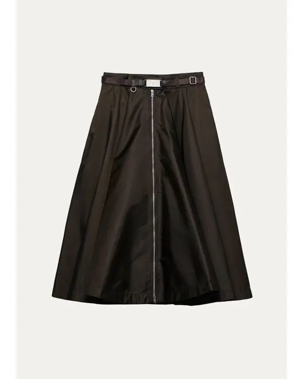 Prada Belted A-line Skirt - Cocoa
