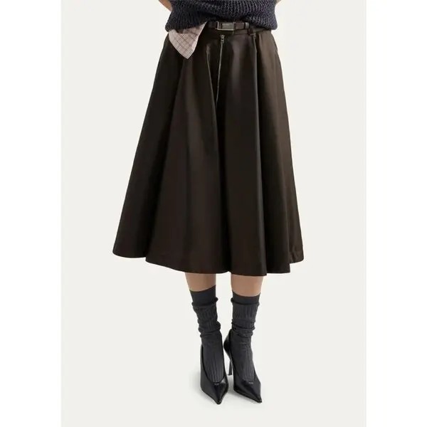 Prada Belted A-line Skirt - Cocoa