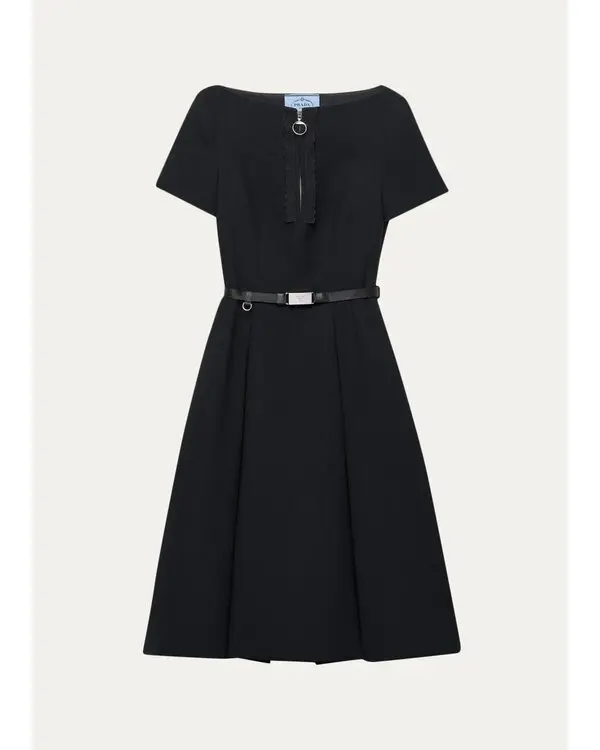 Prada Abiti Wool A-line Midi Dress