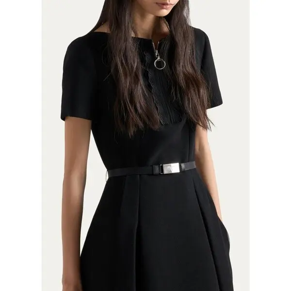Prada Abiti Wool A-line Midi Dress