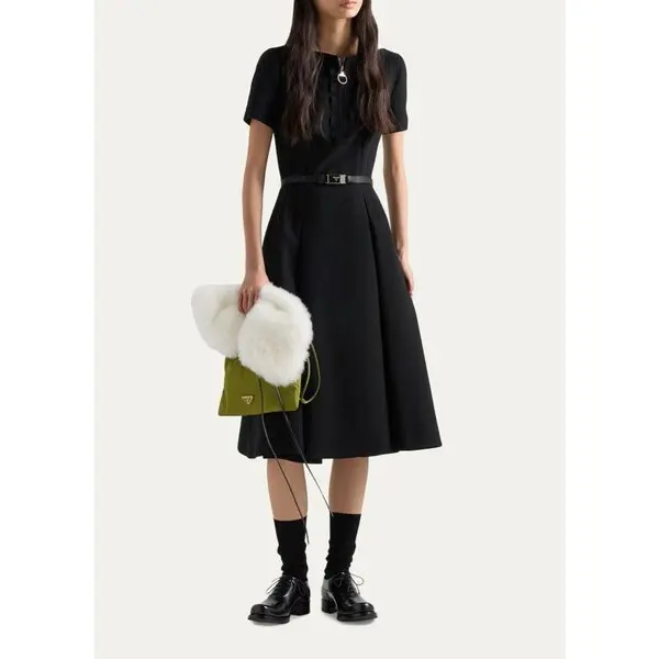 Prada Abiti Wool A-line Midi Dress