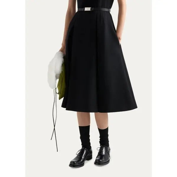Prada Abiti Wool A-line Midi Dress