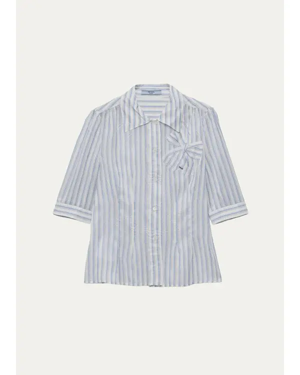 Prada Striped Cupro Short-sleeve Shirt