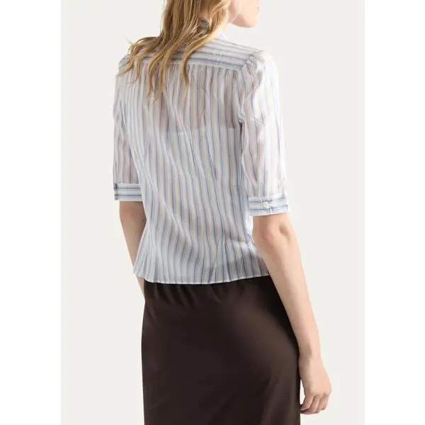 Prada Striped Cupro Short-sleeve Shirt
