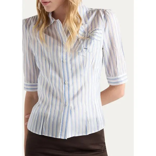 Prada Striped Cupro Short-sleeve Shirt
