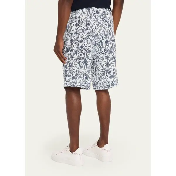 Kiton Printed Linen Drawstring Shorts