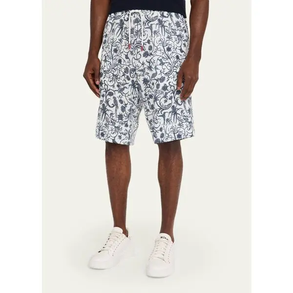 Kiton Printed Linen Drawstring Shorts