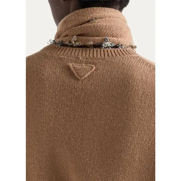 Prada Embellished Cashmere Sweater - Camel