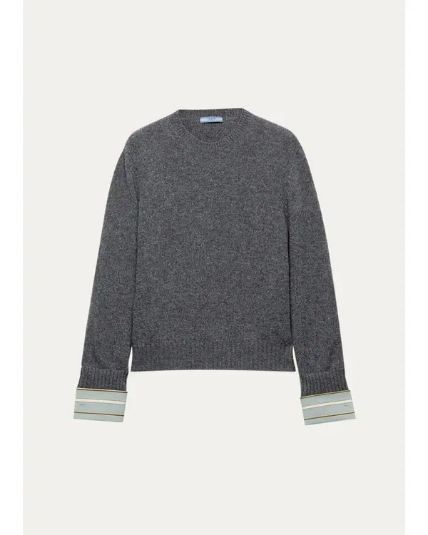 Prada Contrast-cuff Cashmere-wool Sweater