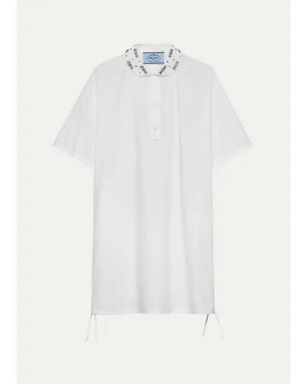 Prada Embellished Cotton-blend Mini Polo Dress