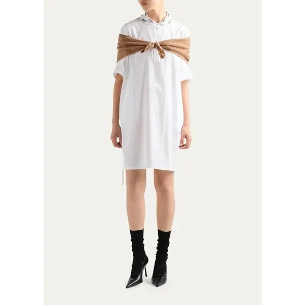 Prada Embellished Cotton-blend Mini Polo Dress