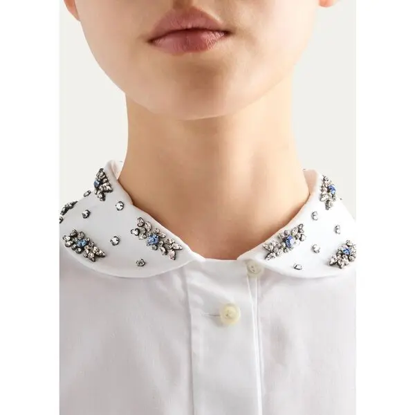 Prada Embellished Cotton-blend Mini Polo Dress