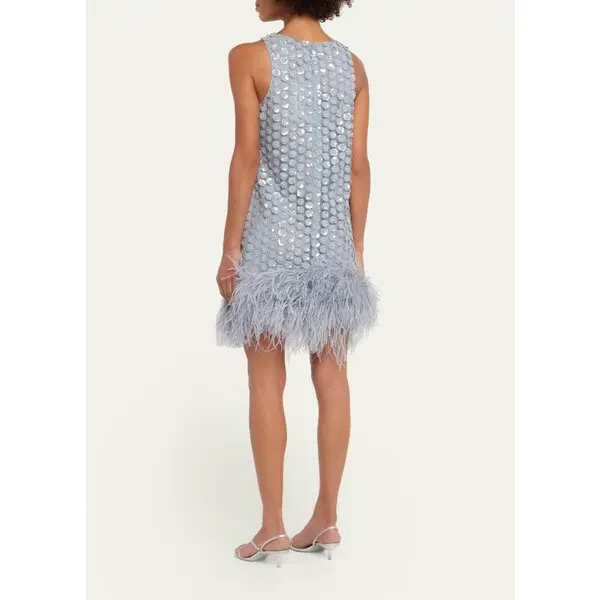 THE NEW ARRIVALS ILKYAZ OZEL Bixi Sequined Feather-trim Minidress
