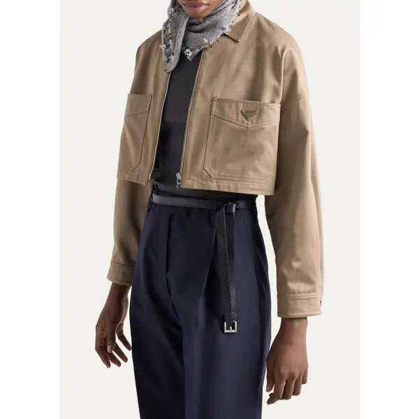 Prada Logo-detail Cotton Crop Jacket