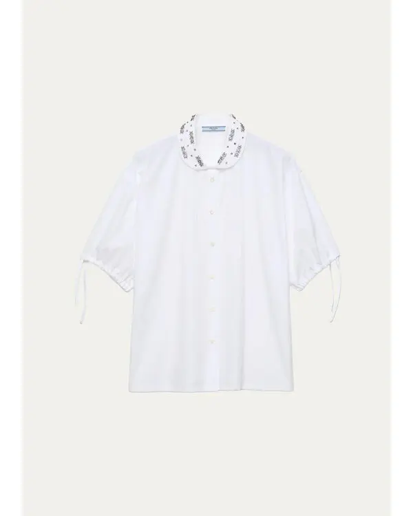 Prada Embellished Peter Pan Collar Shirt
