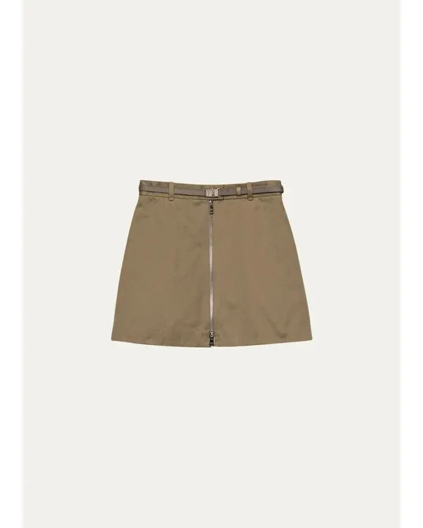 Prada Belted Cotton-blend Mini Skirt