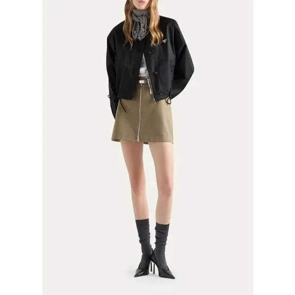 Prada Belted Cotton-blend Mini Skirt