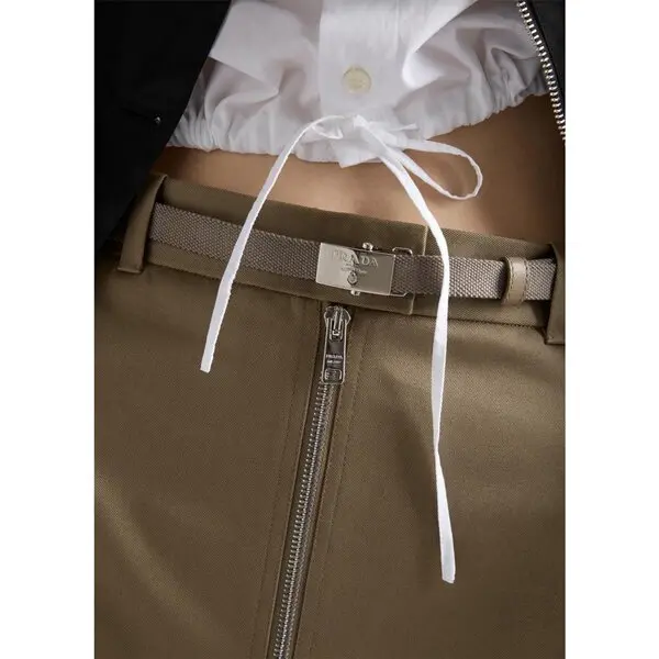 Prada Belted Cotton-blend Mini Skirt