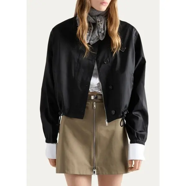 Prada Belted Cotton-blend Mini Skirt