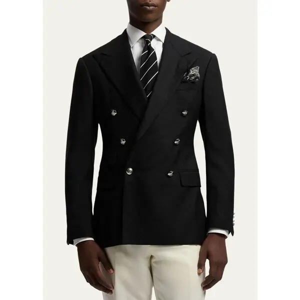 Ralph Lauren Purple Label Cashmere And Wool Peak Lapel Double-breasted Blazer