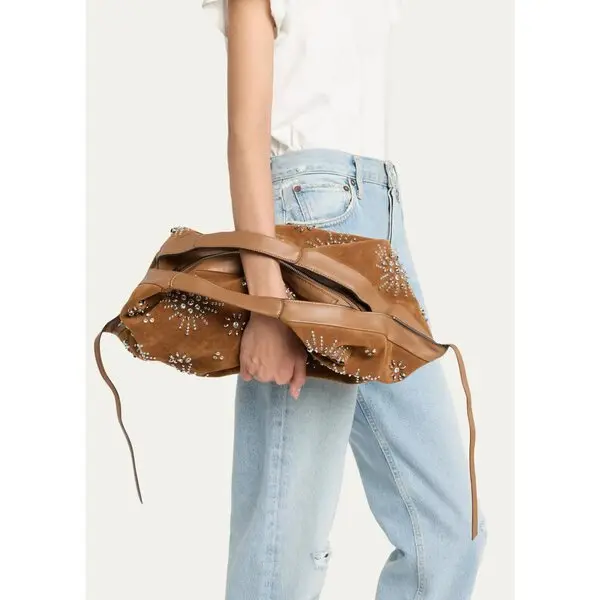 3.1 Phillip Lim Luna Studded Faux Suede Top-handle Bag