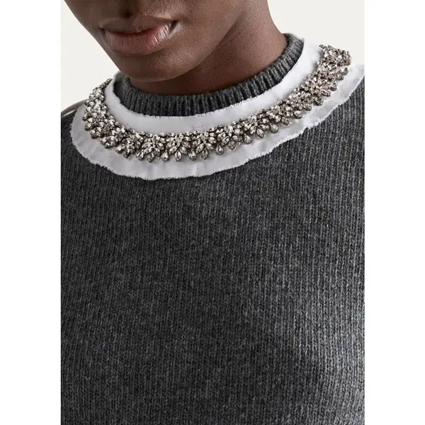 Prada Embellished Short-sleeve Sweater