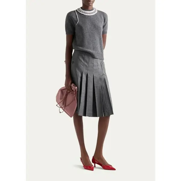 Prada Embellished Short-sleeve Sweater