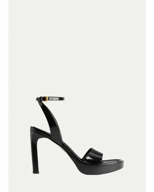 Balenciaga 100mm Fargo Patent Leather Platform Sandals