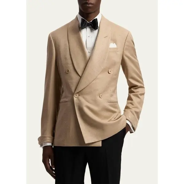 Ralph Lauren Purple Label Super Slub Twill Shawl Lapel Double-breasted Blazer
