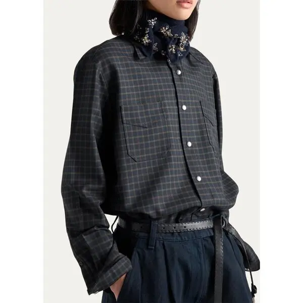 Prada Checked Wool-blend Shirt