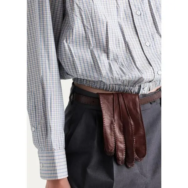 Prada Plaid Cotton Bow-collar Shirt