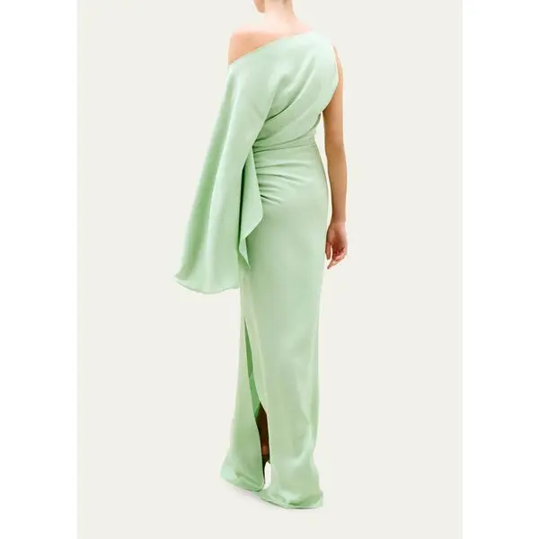 Silvia Tcherassi Kesia One-shoulder Ruched Satin Maxi Dress