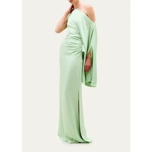 Silvia Tcherassi Kesia One-shoulder Ruched Satin Maxi Dress