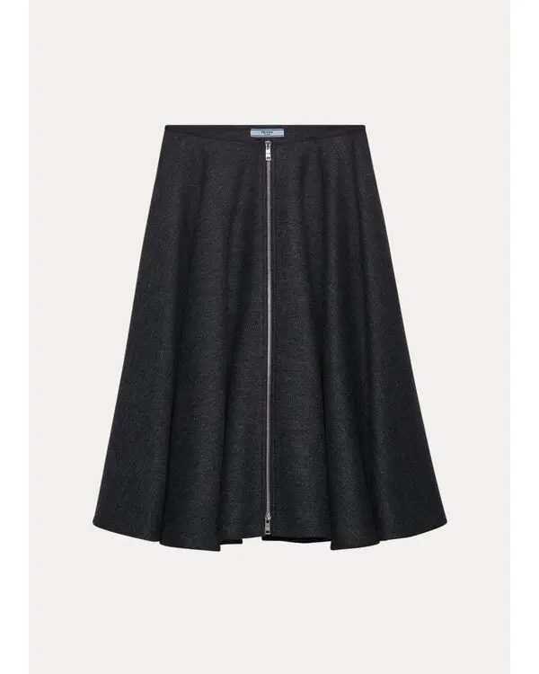 Prada Wool A-line Midi Skirt