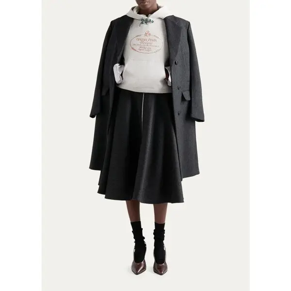 Prada Wool A-line Midi Skirt