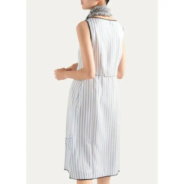 Prada Striped V-neck Midi Dress
