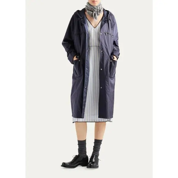 Prada Striped V-neck Midi Dress