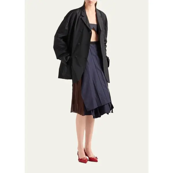 Prada Silk Faille Patchwork Midi Wrap Skirt
