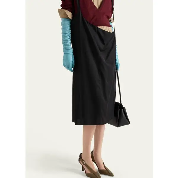 Prada Crepe Suspender Skirt - Nero