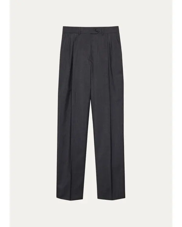 Prada Pleated Mohair-wool Straight-leg Trousers