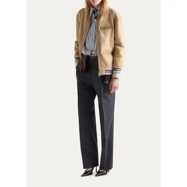 Prada Pleated Mohair-wool Straight-leg Trousers