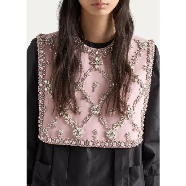 Prada Crystal Bib Silk Taffeta Mini Dress