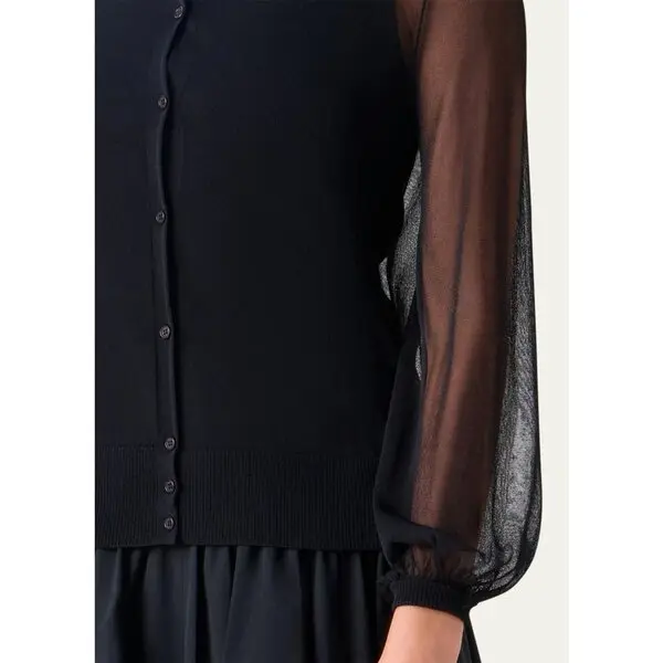 Akris Sheer Knit Crewneck Cardigan