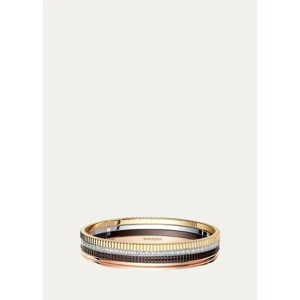 Boucheron Quatre Classique Tri-tone 18k Gold, Diamond And Pvd Bracelet