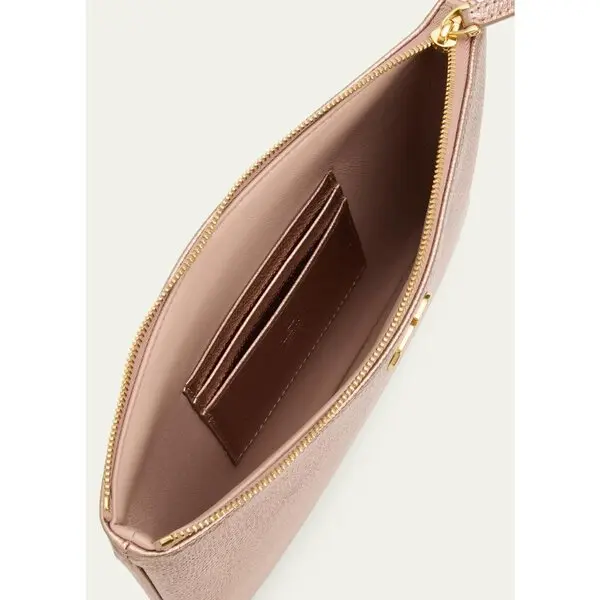 Valentino Garavani Medium Metallic Leather Flat Pouch Bag